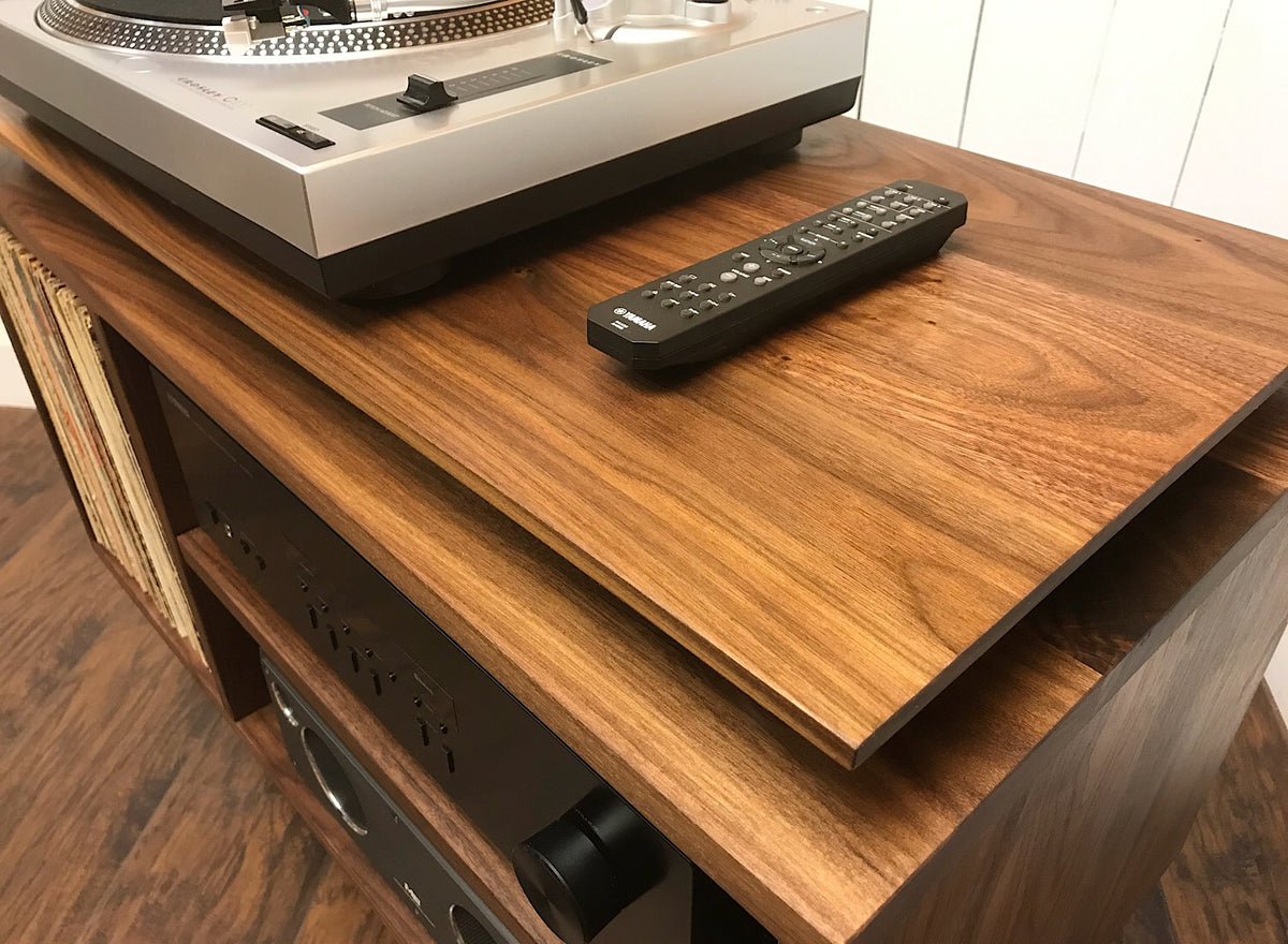 Solid walnut turntable and stereo console with isolation platform and ...