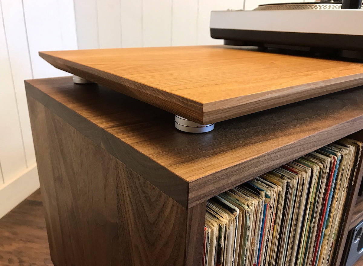 Solid walnut and white oak turntable/stereo console with isolation ...